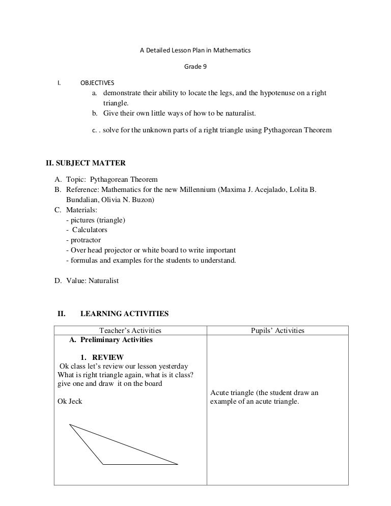 A Detailed Lesson Plan In Mathematicsfinal A Detailed Lesson Plan In Mathematicsfinal