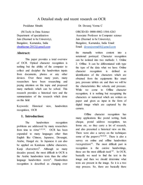 A Detailed Study And Recent Research On OCR | PDF | Desktop Publishing ...