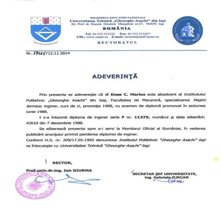 Adeverinta facultate | PDF