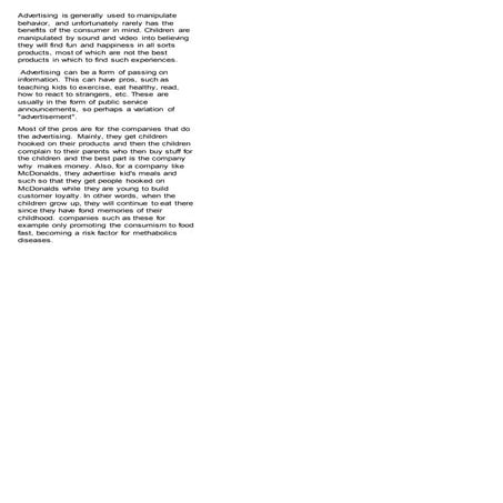 Effects Of Advertising On Children | PDF
