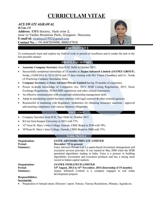 CV_CS Swati Agrawal | PDF CV_CS Swati Agrawal | PDF