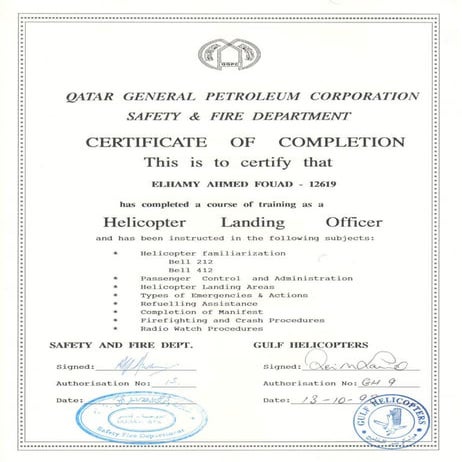 Helicopter Landing Officer Certificate | PDF