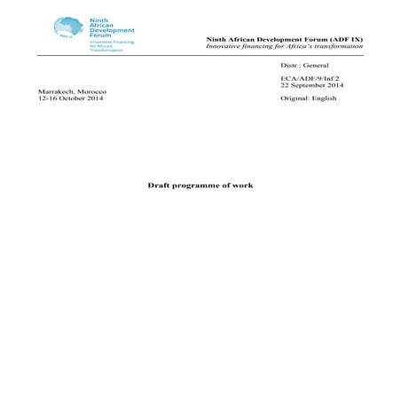 Africa Development Forum (ADF): Programme | PDF
