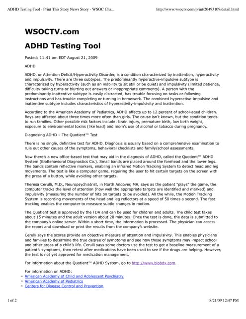 Patient Education Brochure: Adult ADHD | PDF