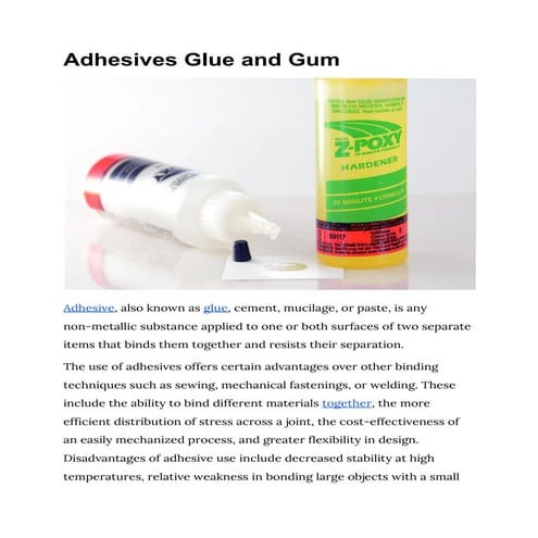 Adhesives glue and gum | PDF