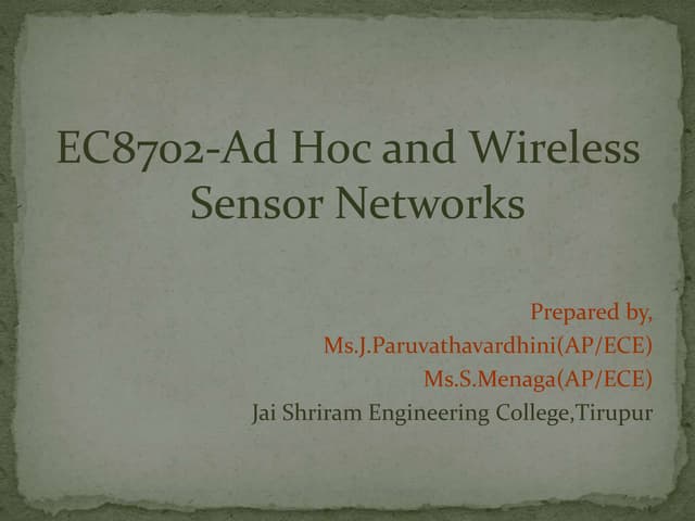 Applications Of Ad Hoc And Wireless Sensor Networks Ppt 5143