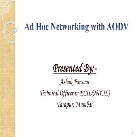 Ad Hoc Networking With Aodv Pptx Computer Networking Computing
