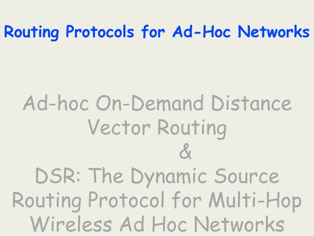 Adhoc Routing Protocols Ppt