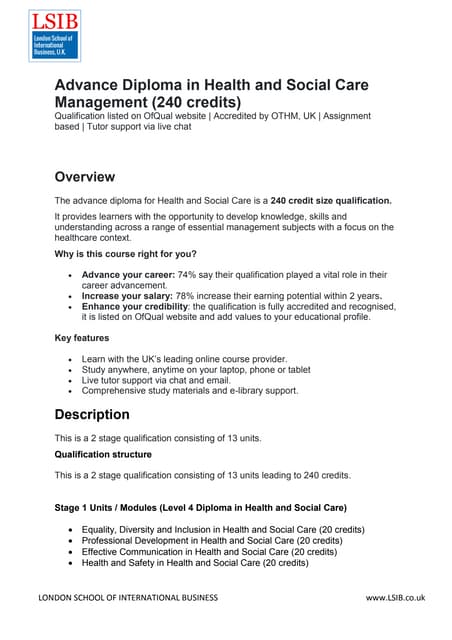 HNC Health and Social Care (Level 4) | PDF