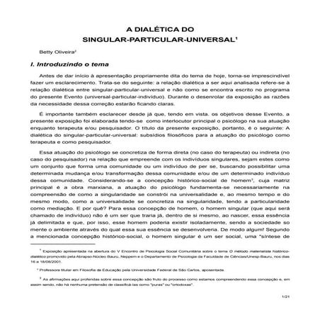 A dialetica do singular particular-universal | PDF
