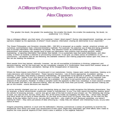 A Different Perspective - Rediscovering Bias | DOCX
