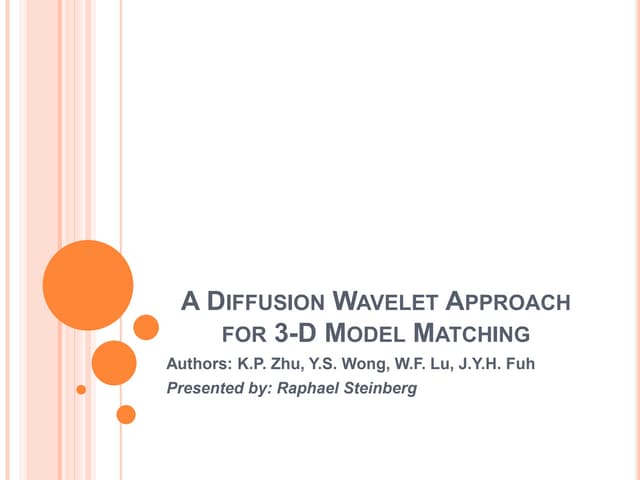 A Diffusion Wavelet Approach For 3 D Model Matching Ppt