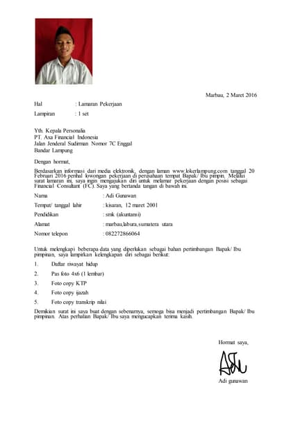 Contoh Surat lamaran kerja | PDF