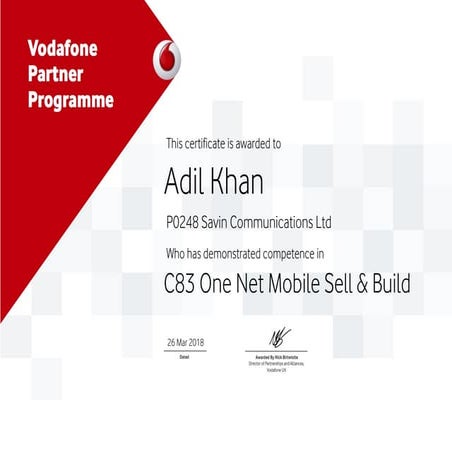 Vodafone One Net Mobile - Sell & Build | PDF