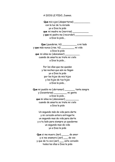 Comprensión auditiva. a dios le pido. | PDF