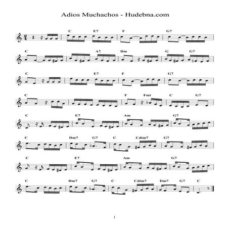 Adios muchachos - accordion/piano sheet - melody | PDF