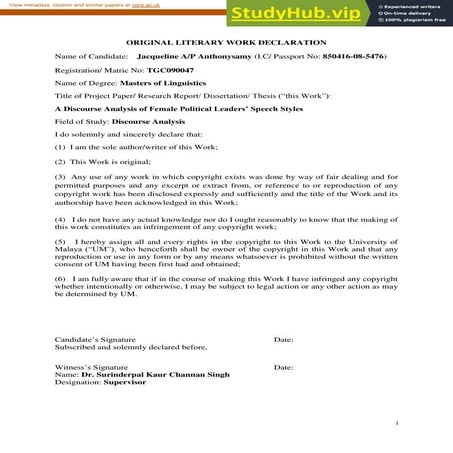 A Discourse Analysis Of Female Political Leaders Speech Styles ...