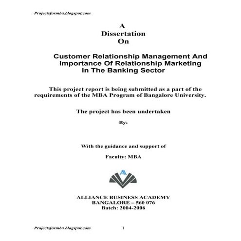 A dissertation on customer relationship management and importance of ...
