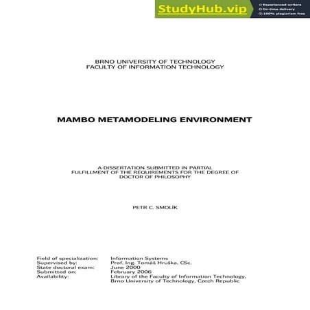 A DISSERTATION SUBMITTED IN PARTIAL FULFILLMENT OF THE REQUIREMENTS FOR ...