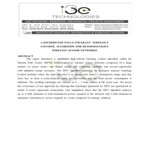 A Distributed Fault Tolerant Topology Control Algorithm For Heterogeneous Wireless Sensor