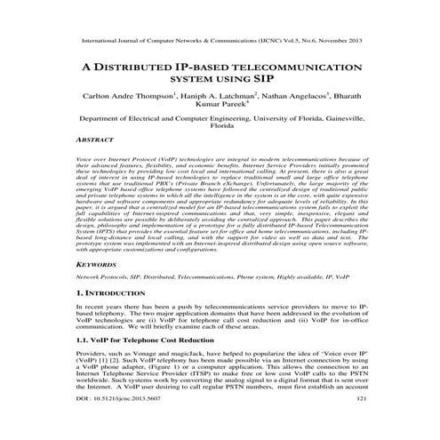 A Distributed Ip Based Telecommunication System Using Sip Pdf