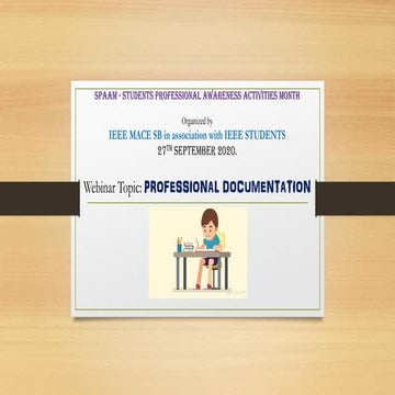 “Professional Documentation” webinar on 27th September 2020 | PPT