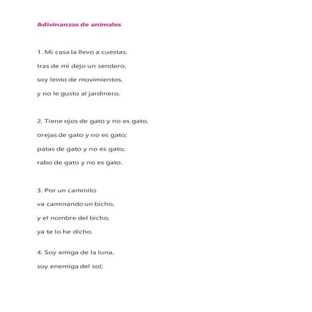 Adivinanzas de animales | PDF