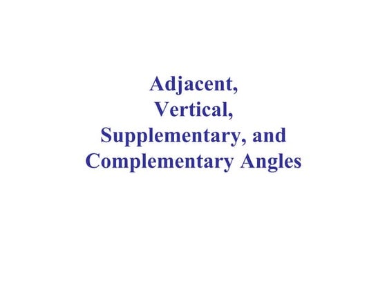 1.5 Complementary and Supplementary Angles | PPT | Physics | Science