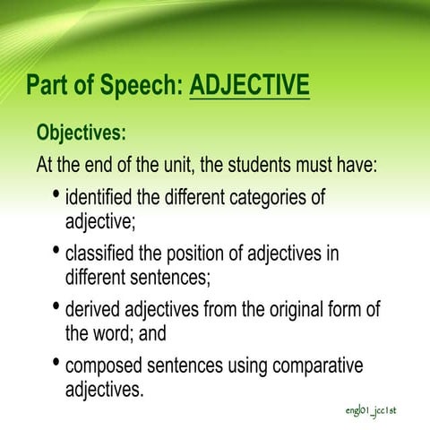 Adjective, parts of speech, talks about adjectives.pdf