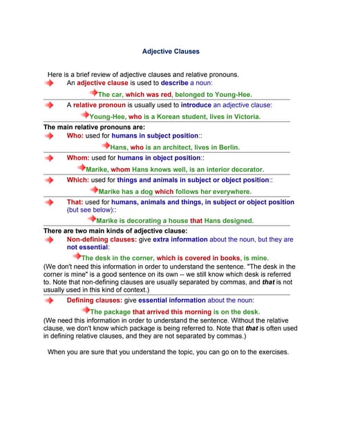 Adjective clauses introduction | PPT