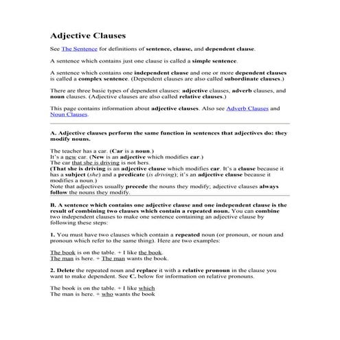 Adjective clauses | PDF