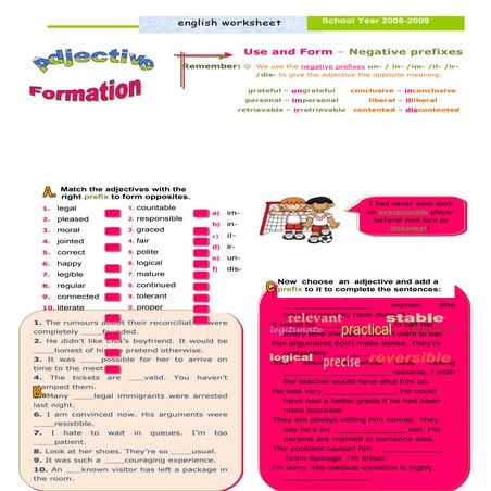 Adjective formation I. Negative prefix | DOC