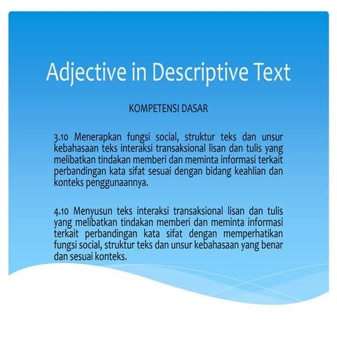 Adjective in descriptive text | PPTX