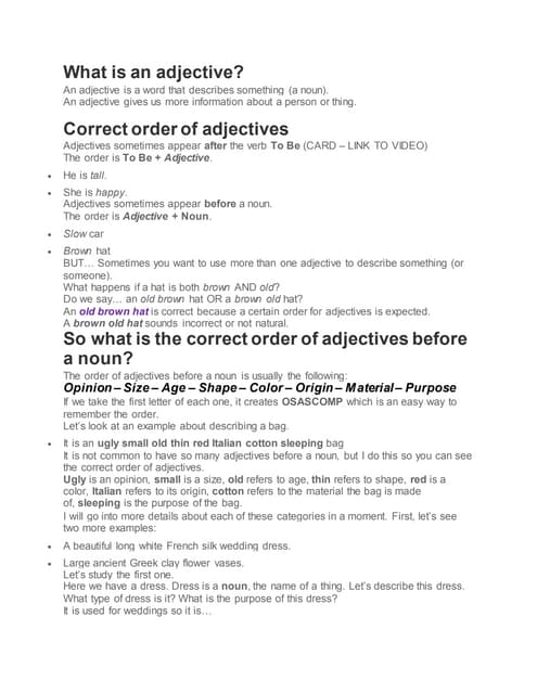 Les adjectifs BAGS/BANGS | PPT