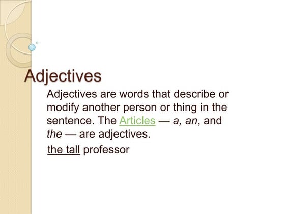 ADJECTIVES Lesson for Grade 2 students | PPTX | Desserts and Baking ...
