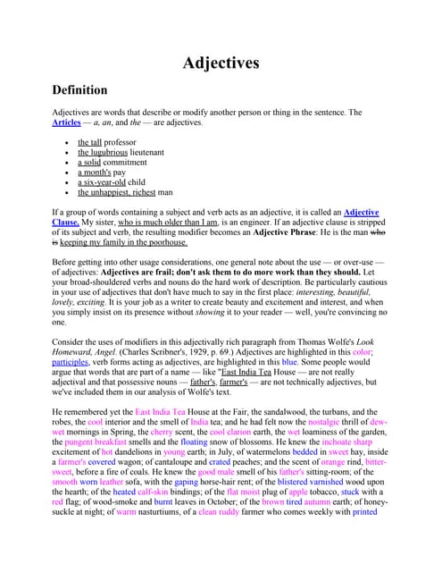 Comparative adjectives ossessive pronouns and adjectives to describe ...