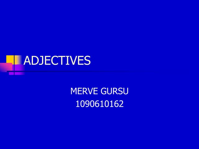 identifying adjectives for english grade 3 | PPT
