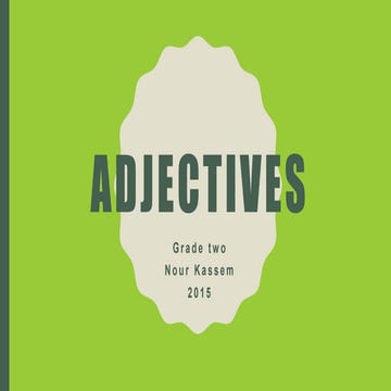 Lesson one: Adjectives | PPT