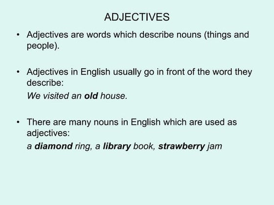 Adjectives and adverbs presentation | PPTX