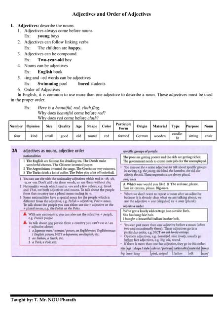 order of adjectives English grade 5 lesson | PPTX