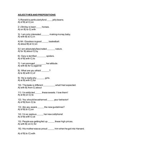 Adjectives and prepositions | DOCX