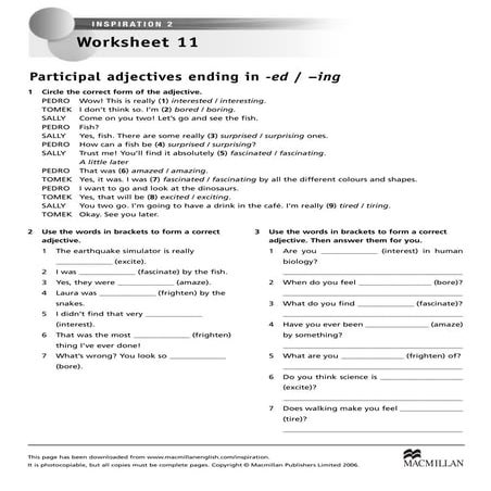 Adjectives ending in ed and ing | PDF