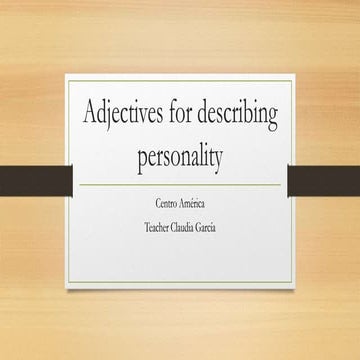 Adjectives for describing personality | PPTX