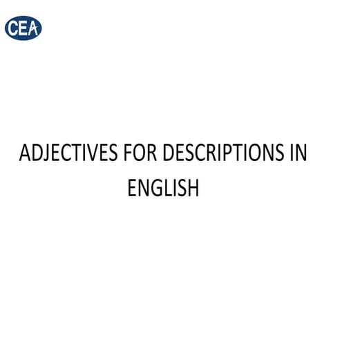 Adjectives for descriptions in english | PPT