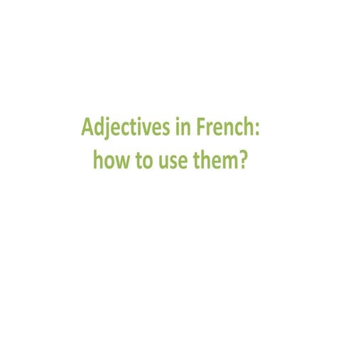 Adjectives in french | PPTX