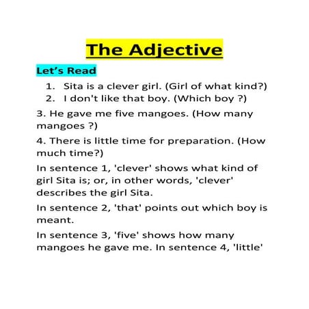 Adjective Notes