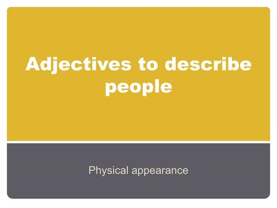 Adjectives describing appearance and personality | PPT