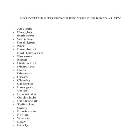 Adjectives to describe your personality | PDF
