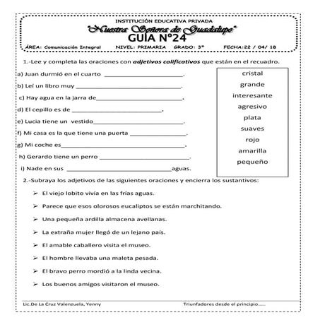 Adjetivo en oraciones | PDF