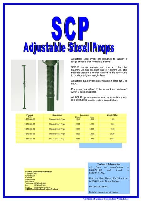 Adjustable steel trench struts leaflet | PDF